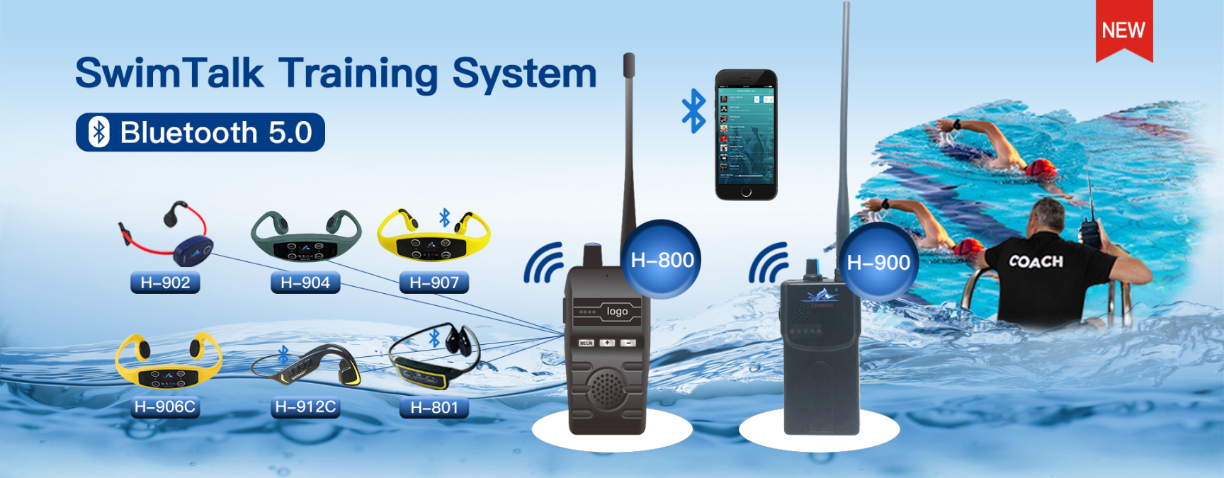 Swim Training System Bone Conduction Headset Swim coach communicator ...