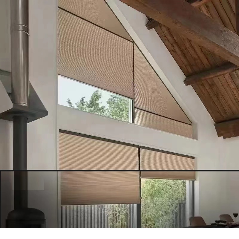 Motorized Trapezoid Cellular Blinds Electric Irregular Honeycomb Shades ...