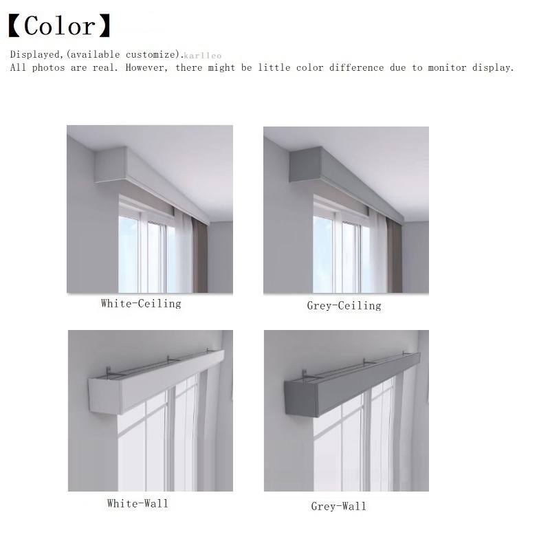 KARLLEO Curtain Pelmet Box with Double Rails Four-in-one Ceiling or ...