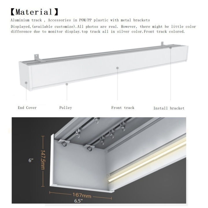 KARLLEO Curtain Pelmet Box with Double Rails Four-in-one Ceiling or ...