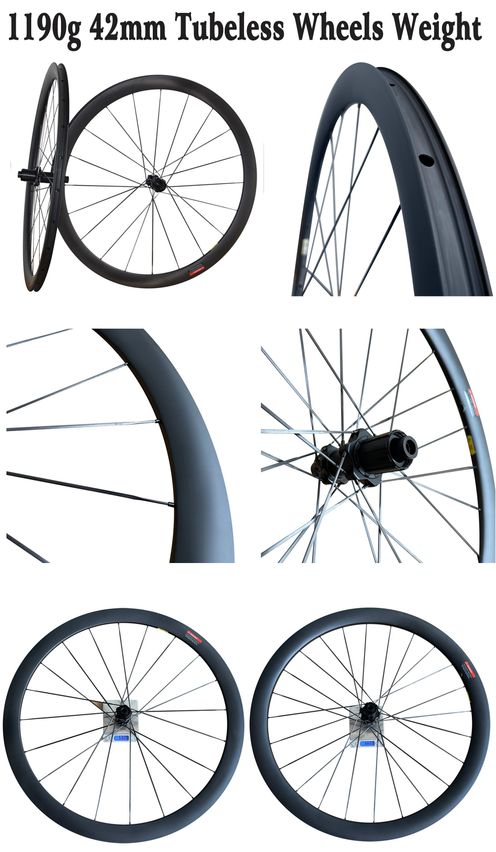 Carbon Spoke Wheelset Ultralight Wheels Tubeless / Clincher Disc Brake ...