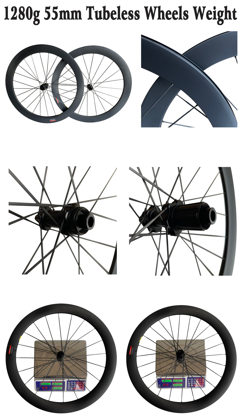 Carbon Spoke Wheelset Ultralight Wheels Tubeless / Clincher Disc Brake ...