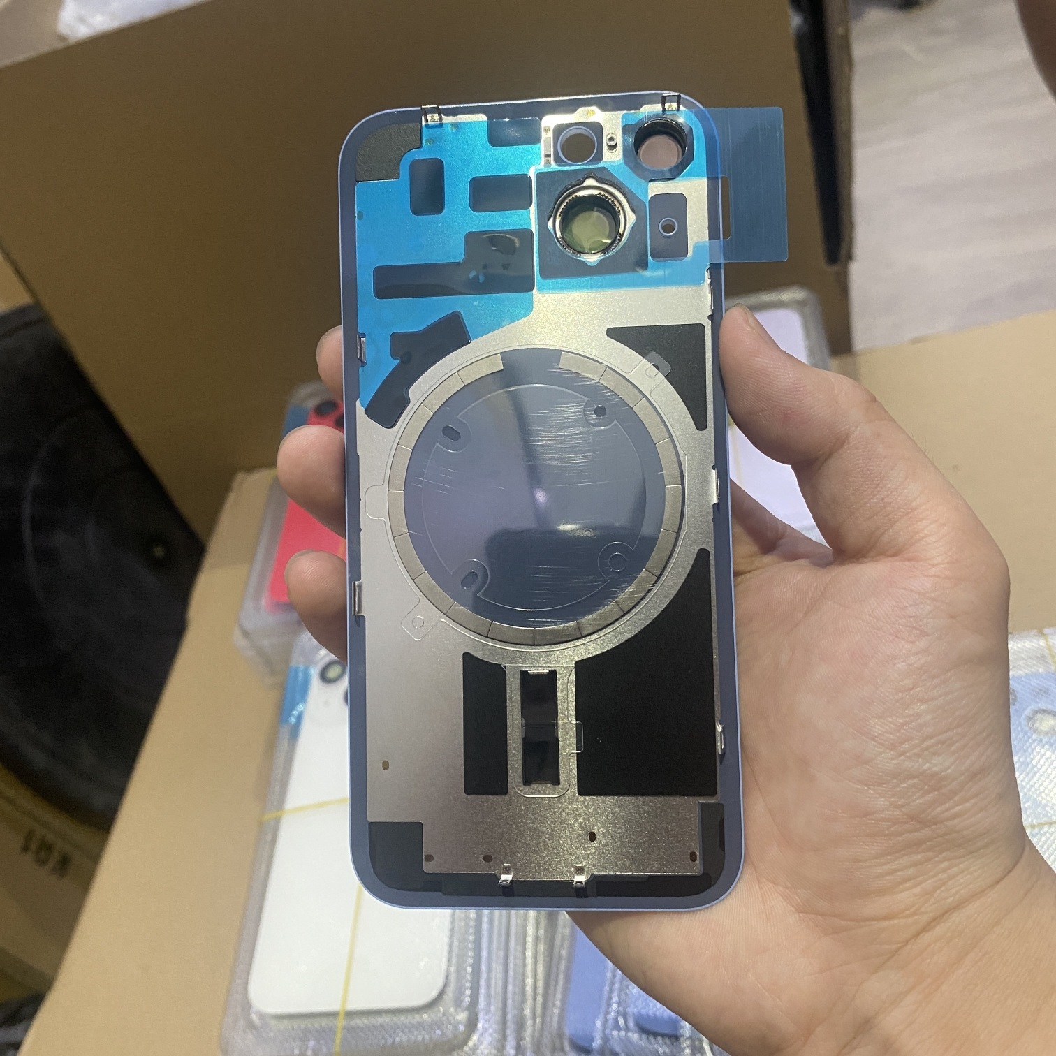 iPhone16 Back Glass Replacement With Metal Plate With Camera Lens With ...