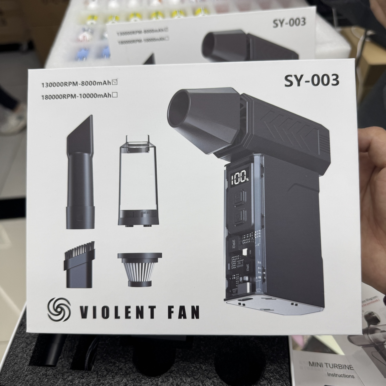 Mini Turbine Violent Fan Super Wind Power LED Vacuuming