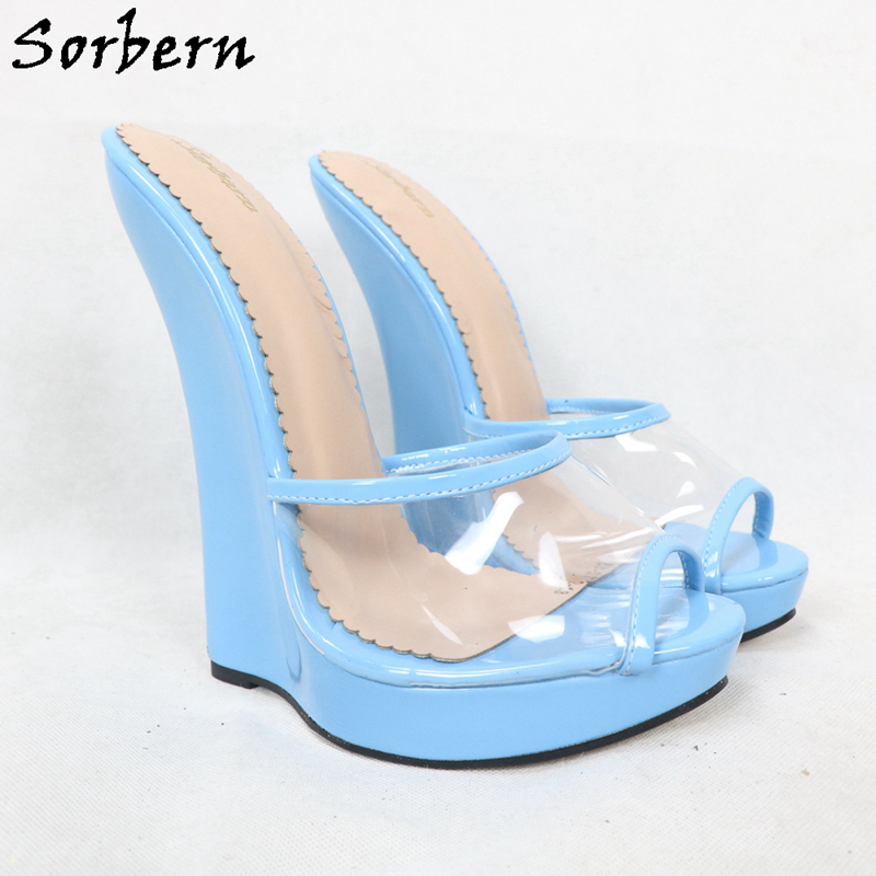 Sorbern Patent Wedges Slip On Sandals Women Open Toe