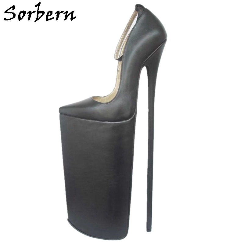 Sorbern Black Matt 40Cm High Heel Mid Thigh High Boots Women Platform ...