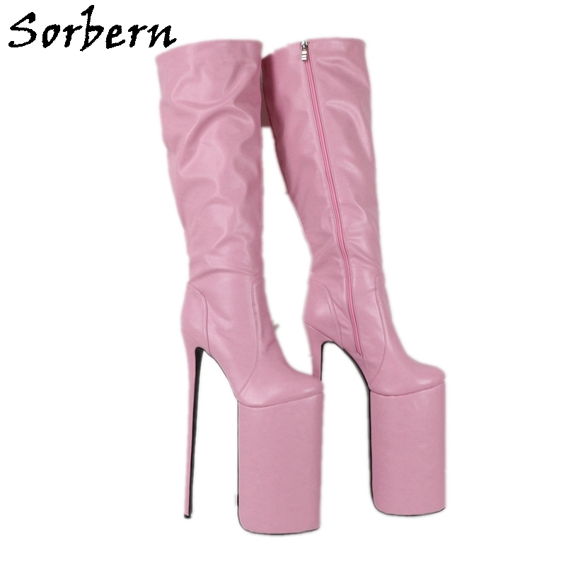 Sorbern Unisex Over The Knee Boots White 30Cm Stilettos High Heel Thick ...