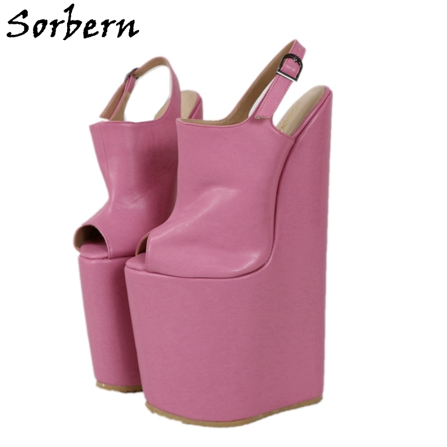 Sorbern Black Matt 40Cm High Heel Mid Thigh High Boots Women Platform ...
