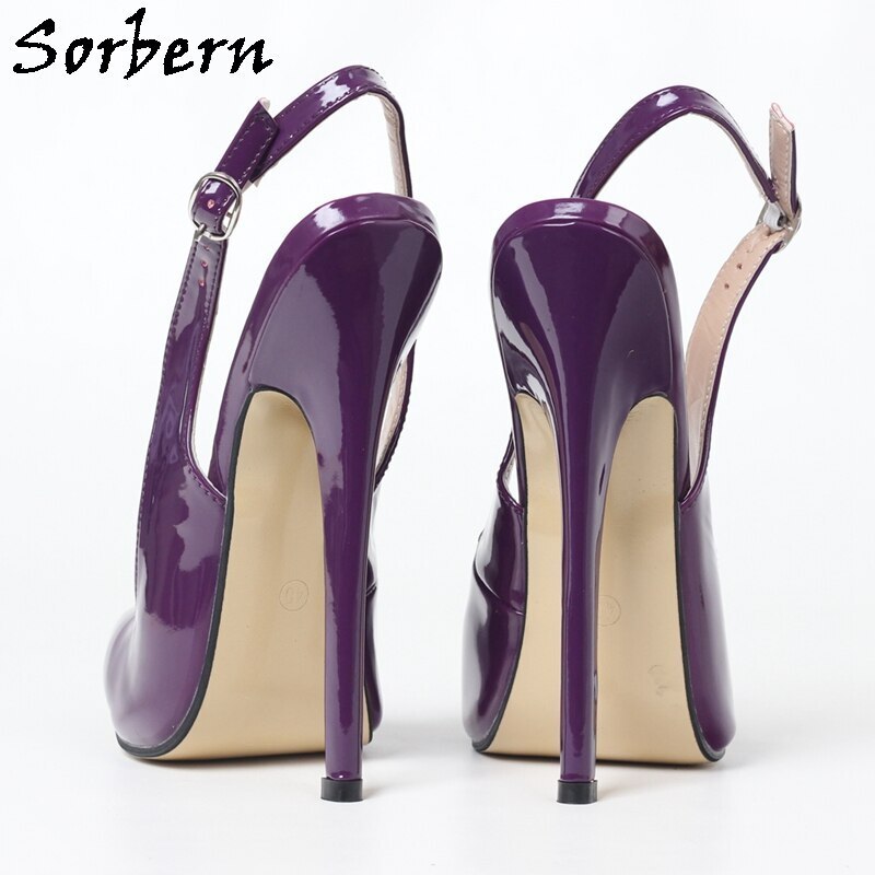 Sorbern Custom Shiny Slingback Women Pumps Pointed Toe High Heels 7 ...