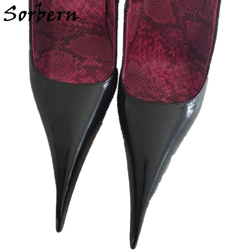 Sorbern Long Pointy Toes Women Pumps Big Size Stilettos High Heels