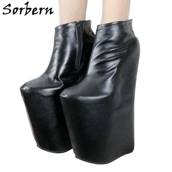 Sorbern 30Cm Narrow Heel Wedge Boots Women Mid Thigh High Half Zippers ...