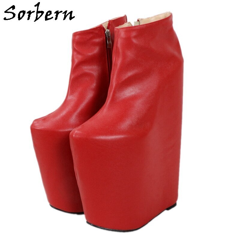 Sorbern 30Cm Narrow Heel Wedge Boots Women Mid Thigh High Half Zippers ...