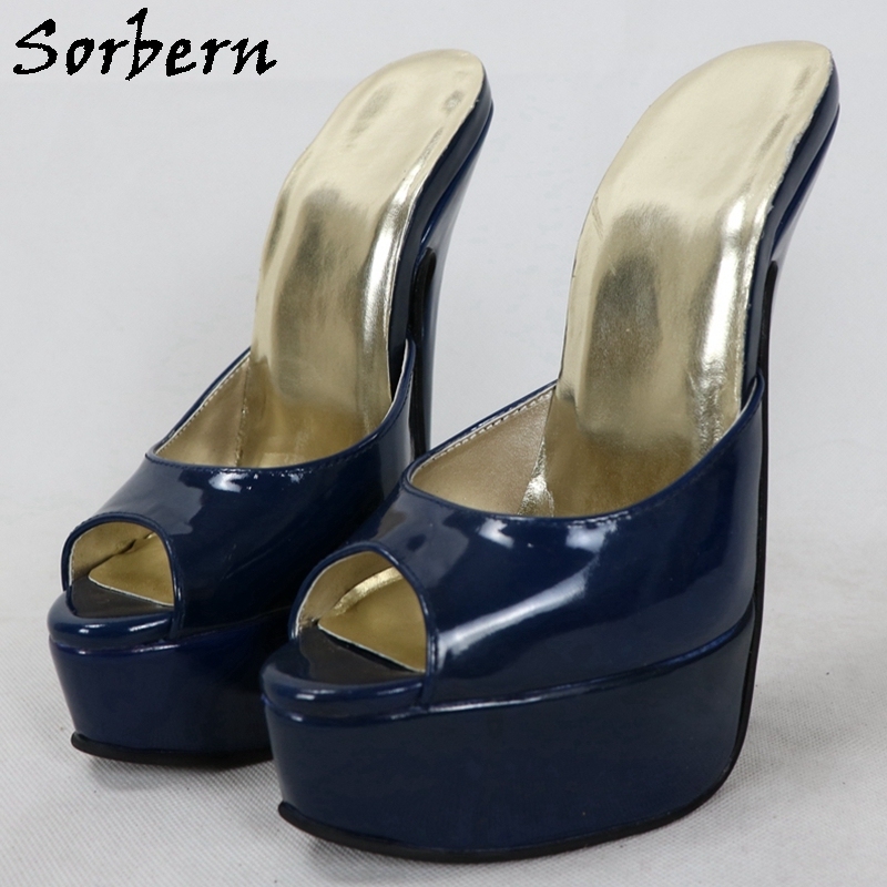 Sorbern 18cm High Heel Mules Women Slippers Sexy Mistress Hi Heel Stiletto