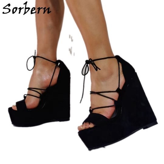 Sorbern Patent Wedges Slip On Sandals Women Open Toe
