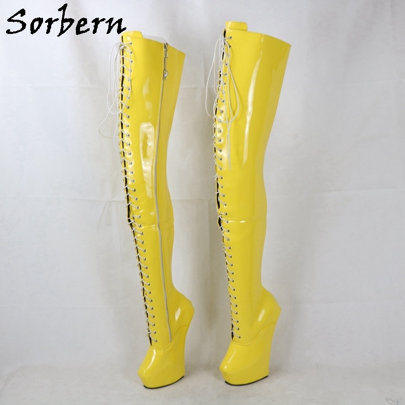 Sorbern Custom Crotch Thigh High Boots Unisex Fetish Long Boot Pointed ...
