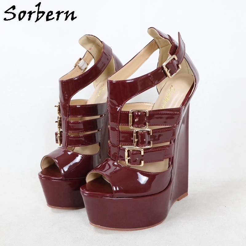 Sorbern Gladiator Style Women Wedge Pump Shoes Platform 18Cm High Heels ...