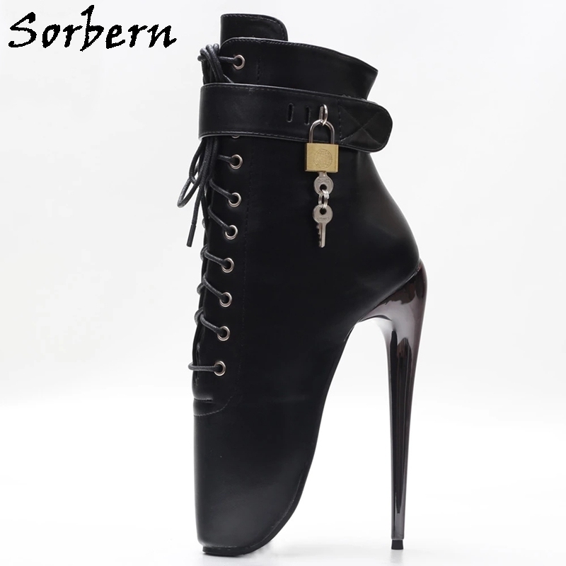 Sorbern Black Lockable Zippers 8 Straps Locks Ballet Boots Women ...