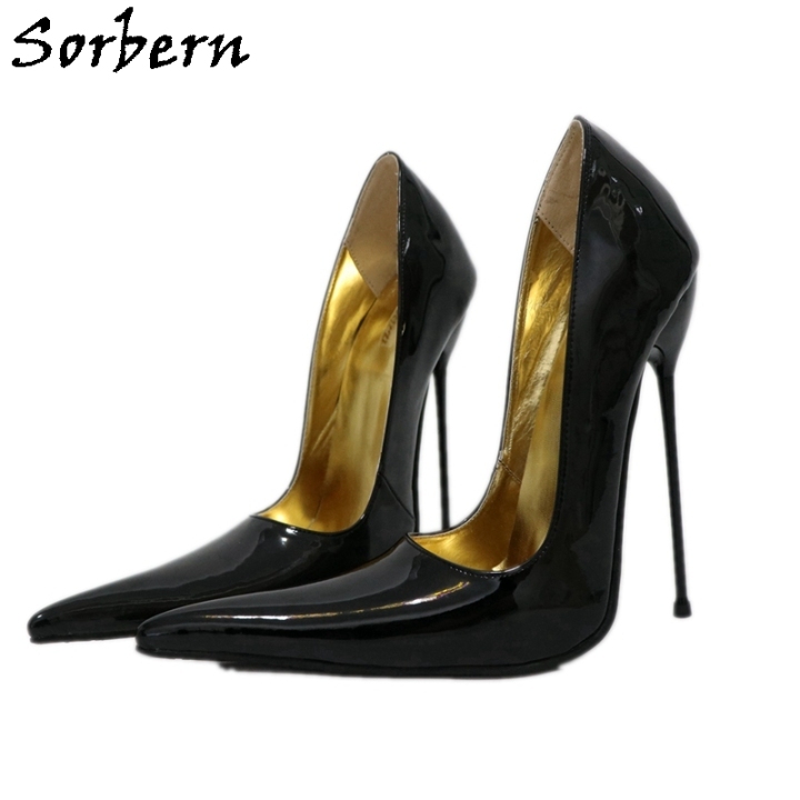 Sorbern Long Pointy Toes Women Pumps Big Size Stilettos High Heels