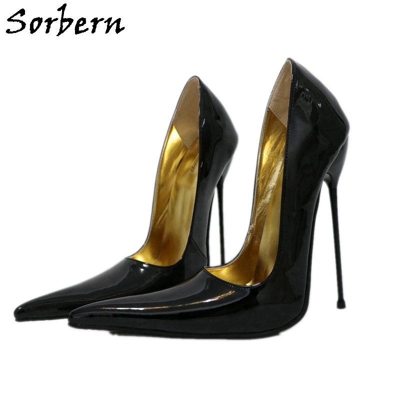 Sorbern Long Pointy Toes Women Pumps Big Size Stilettos High Heels
