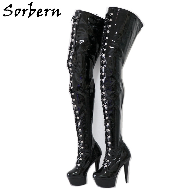 Sorbern Custom Wide Calf Fit Women Boots Unisex 12cm Stilettos High ...