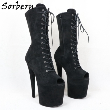 Sorbern Lockable Zipper Over The Knee Boots Women 15Cm High Heel Pole ...