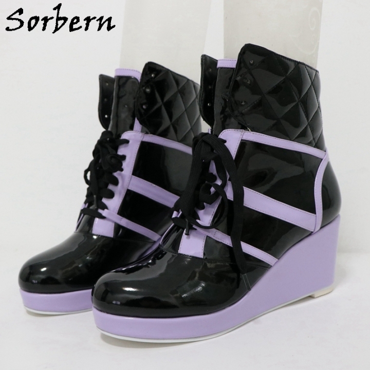 Sorbern Brown Ankle Boots Women Block High Heels Cute Round Toes ...