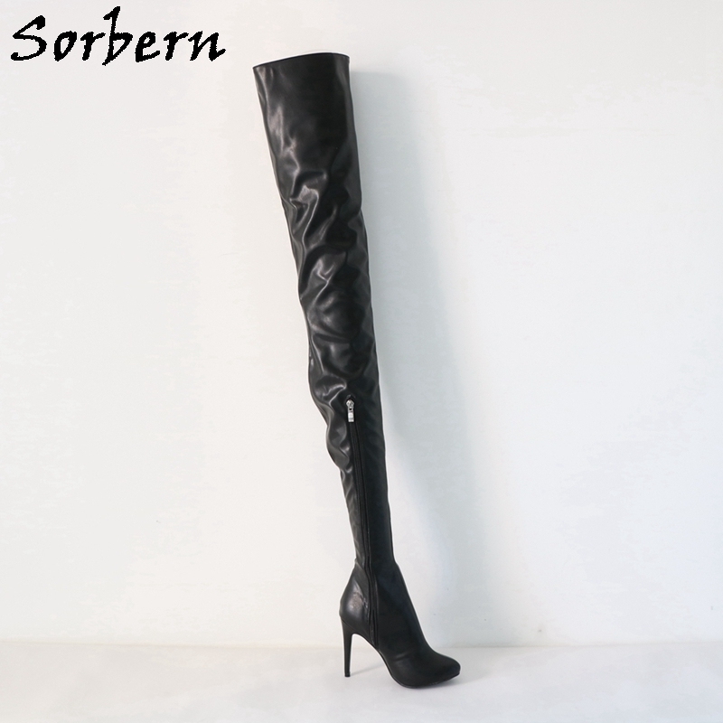 Sorbern 45cm Wedge High Heels Mid Thigh High Boots Women Customized