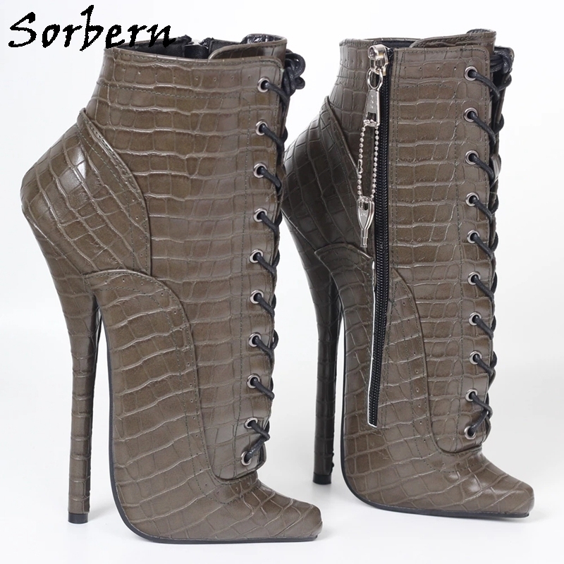 Sorbern Sexy Lockable Ankle Boots For Women Ballet High Heel Stilettos ...