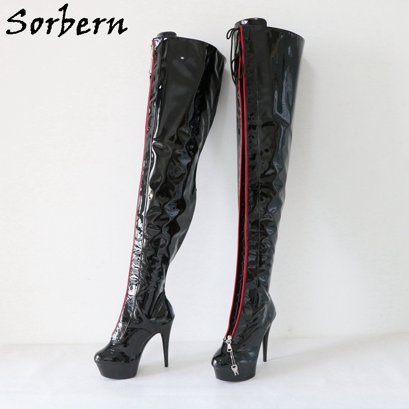 Sorbern Fetish Knee High Boots Unisex Pole Dance Stripper High Heels ...