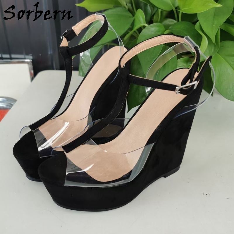 Sorbern Patent Wedges Slip On Sandals Women Open Toe