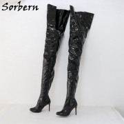 Sorbern 45cm Wedge High Heels Mid Thigh High Boots Women Customized