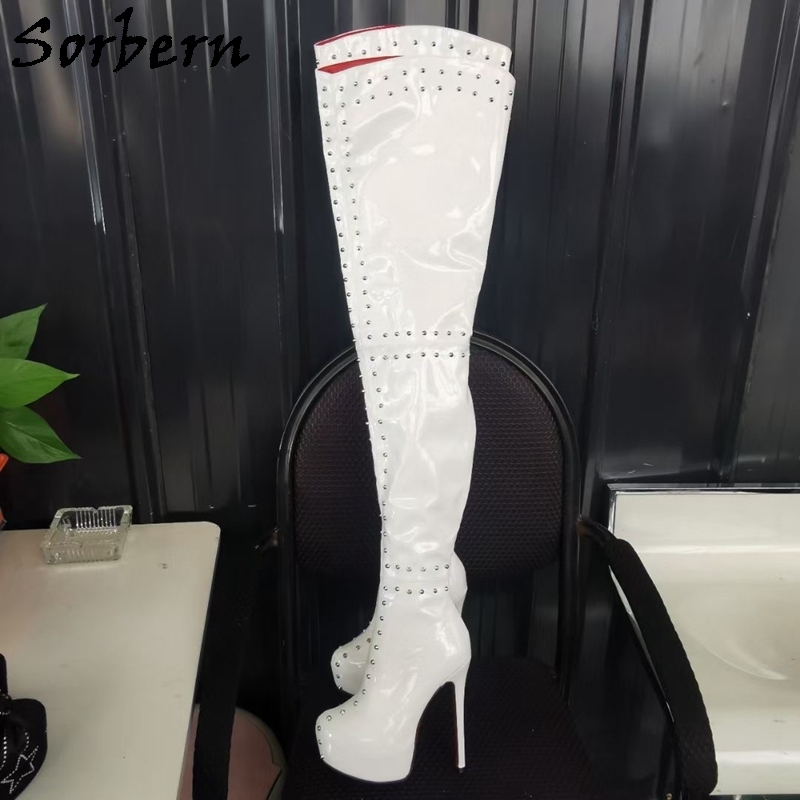 Sorbern Custom Body Suit Boots Unisex Crotch Thigh High Platform High ...