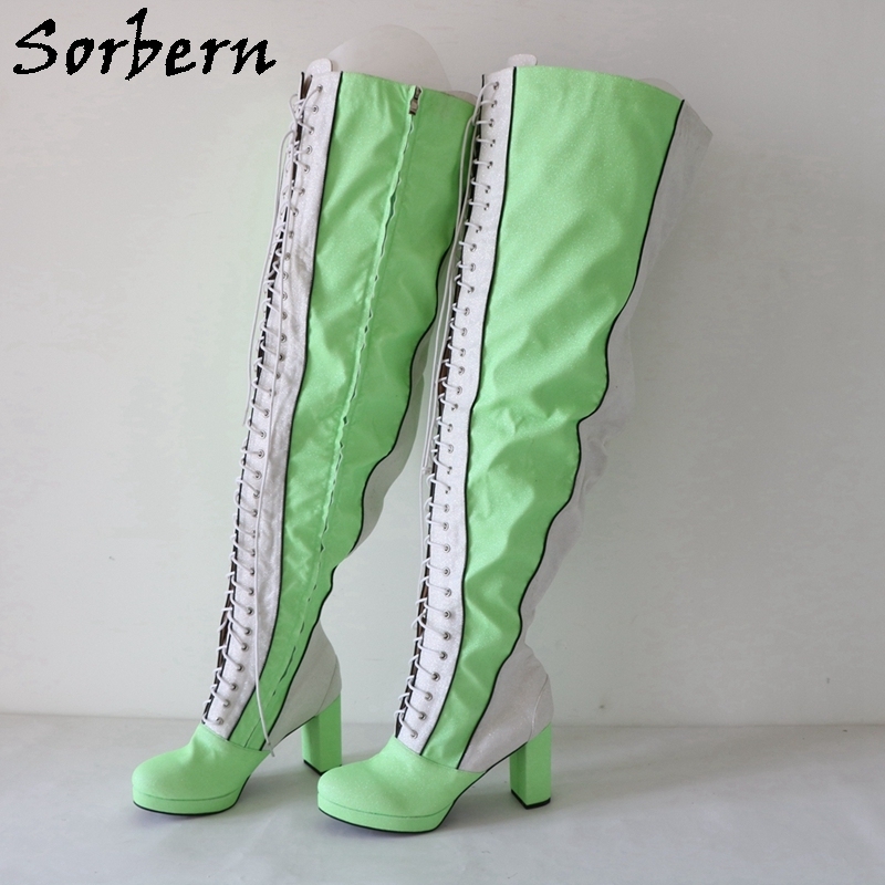 Sorbern Red Unisex Boots Kinky Styles Mid Thigh High Performance Shoe