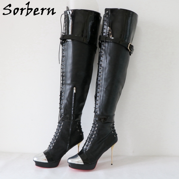 New 30CM Super High Metal Thin Heel Platform Women Pump Shoes