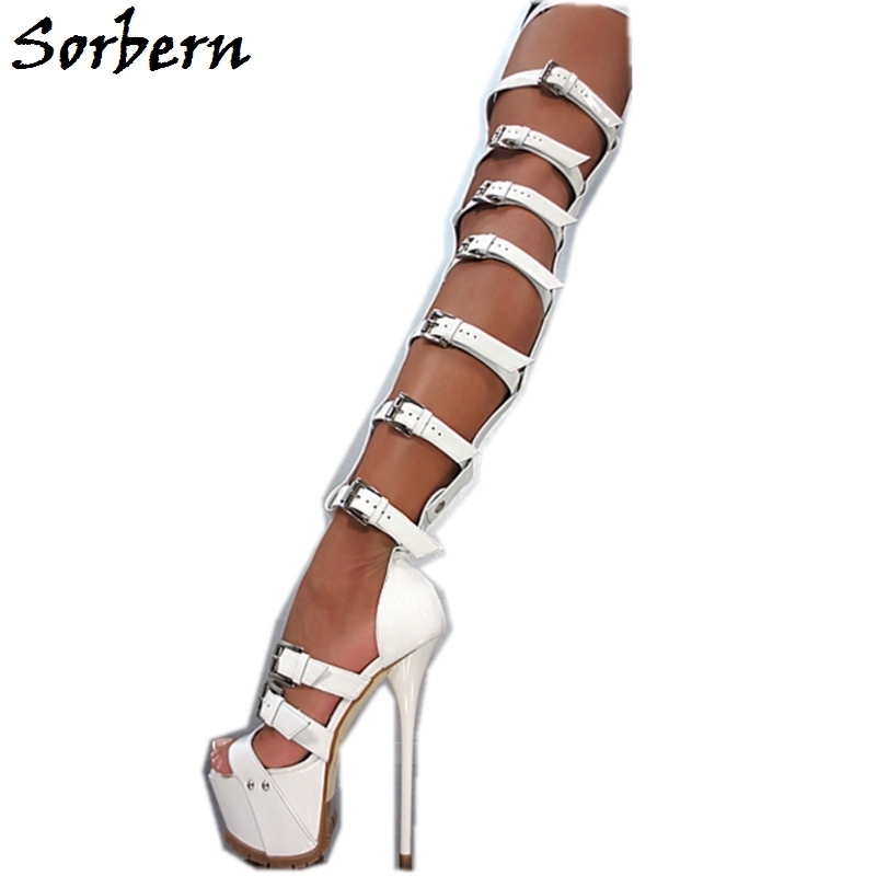 Multi Color Patent Leather Sexy 18cm Heels Women Sandals