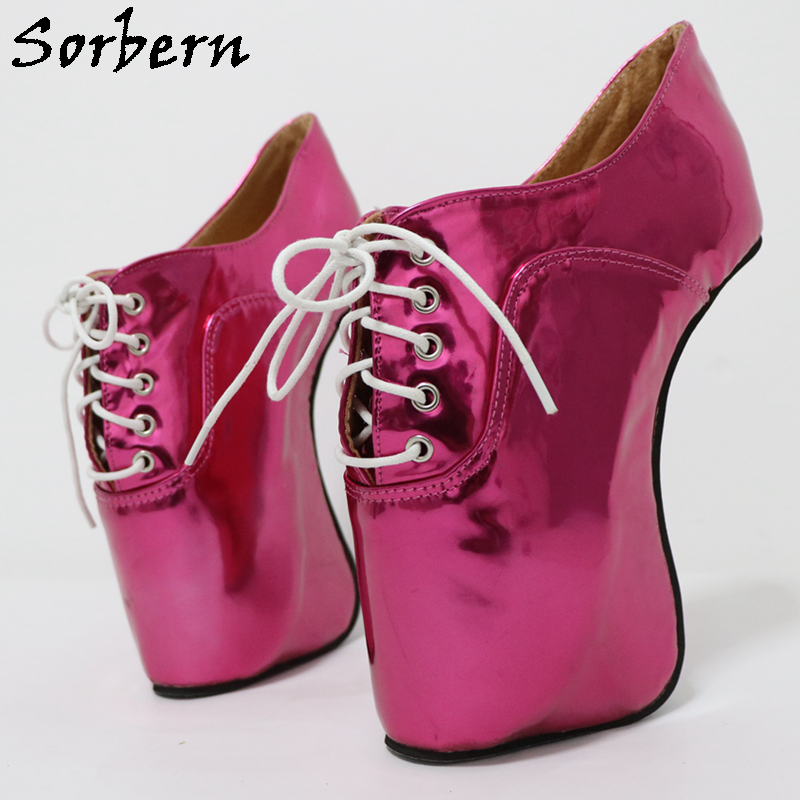 Sorbern Lockable Zipper Ankle Boots Ballet Wedges Lace Up Short Booties ...