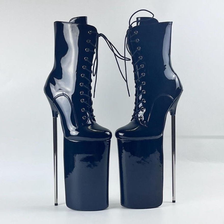 Sorbern 30Cm Thin Super High Heel Women Pump Shoes Lace Up Round Toe ...