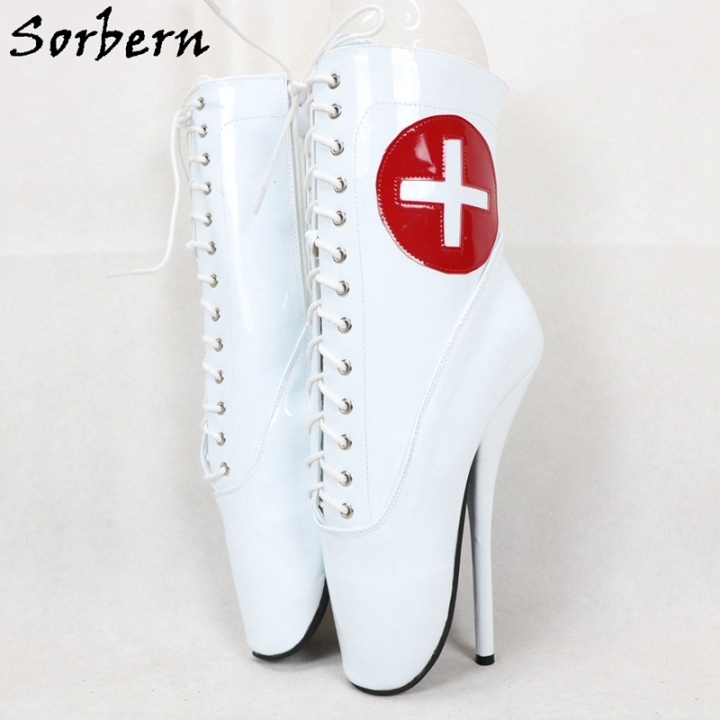Sorbern Yellow Shiny Ankle Boots Women Fetish Ballet Metal High Heel ...