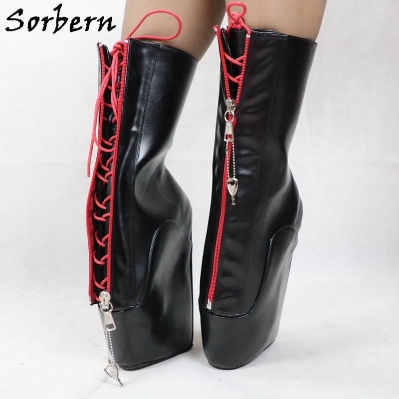 Sorbern Sexy Fetish High Heel Boots Unisex Big Size Ballet Wedge Hoof