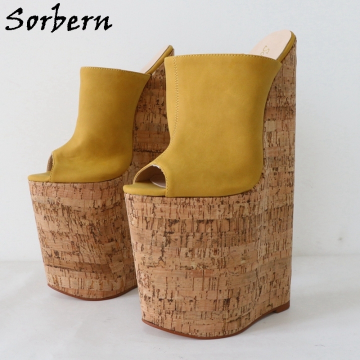 Sorbern 50Cm Super High Heel Block Heeled Women Slippers Rivets Thick ...