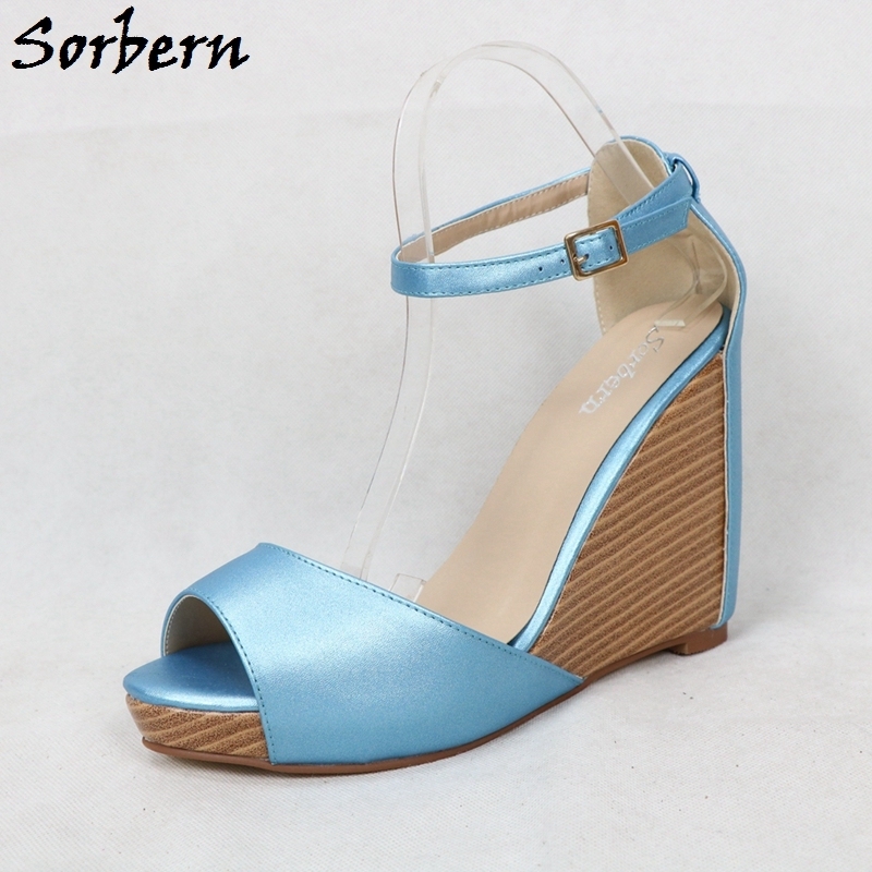 Sorbern Metallic Gold Slingback Thin Straps Wedge Style Fetish Shoe ...