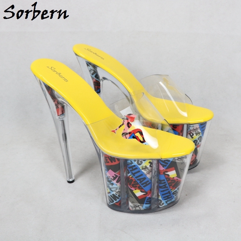 Sorbern Open Toe Black Wedge Mules Pump High Heel Platform Shoe For ...