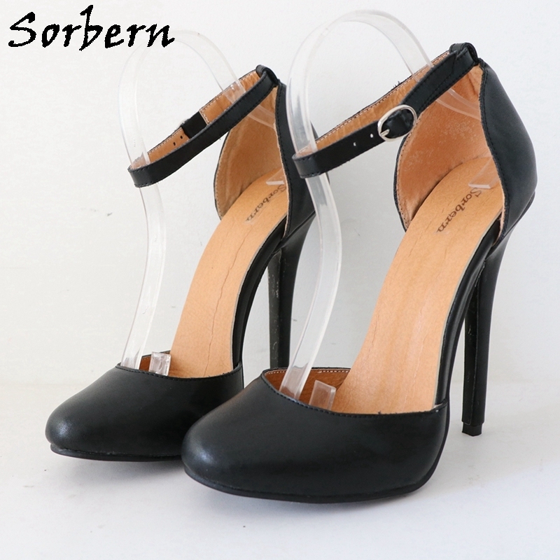 Sorbern Cute Round Toe Women Pump Shoes 16Cm High Heels Real Leather ...