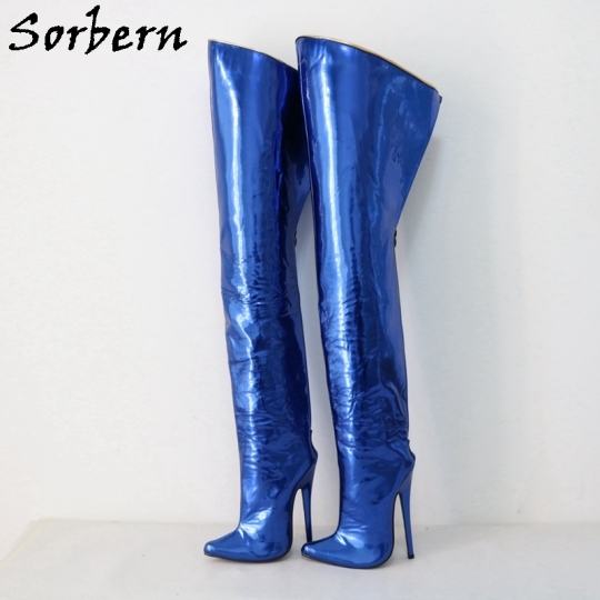 Sorbern U-Shape Open Back Thigh High Boots Women Fetish Style Hard ...