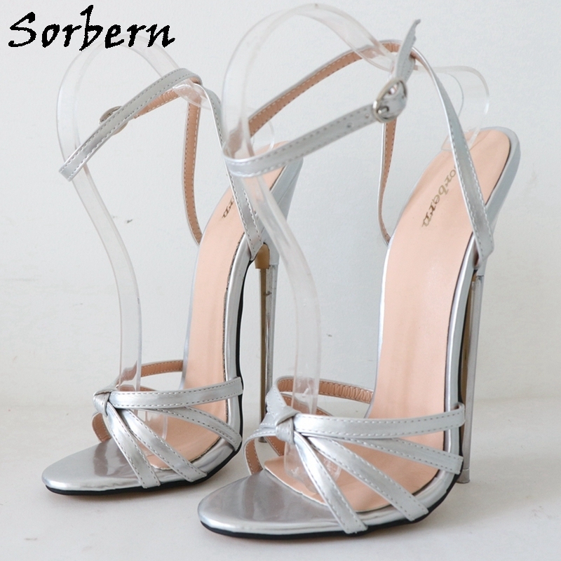 Sorbern Black Slingback Women Pump Shoes Open Toe 15Cm High Heel 4Cm ...