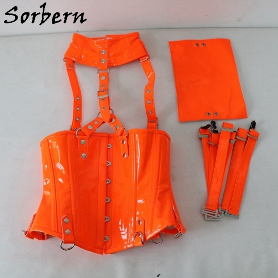 Sorbern Customized Lockable Cupless Corset Women BDSM Fetish Red Patent