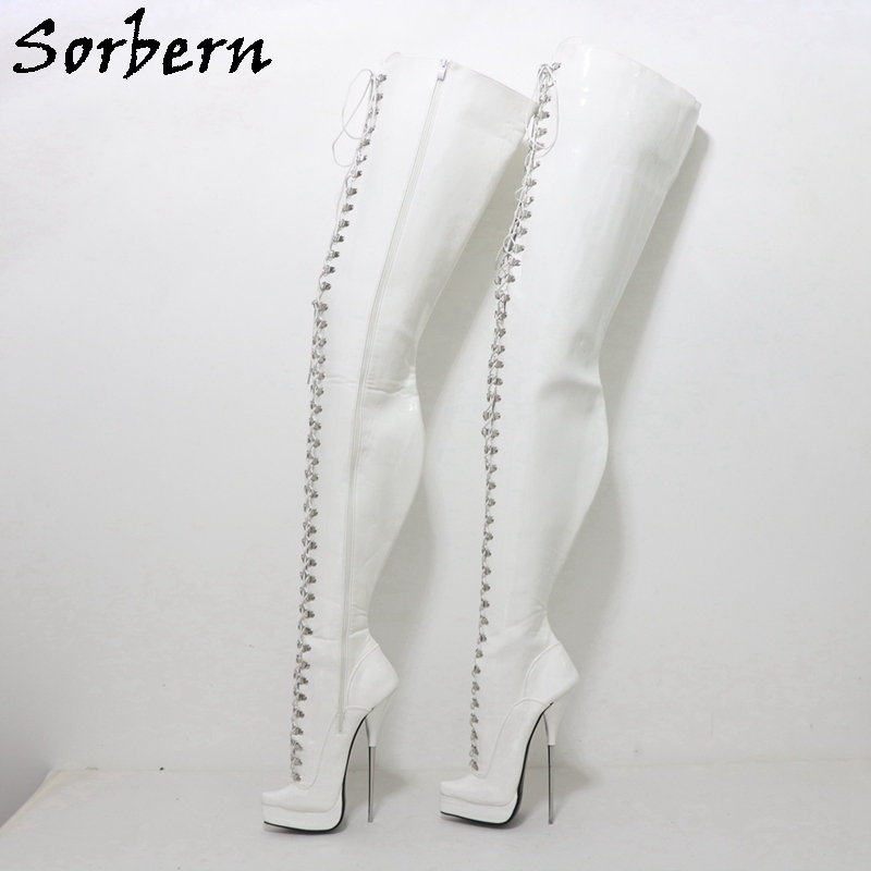 Sorbern Black Patent Crotch Thigh High 21Cm Ballet Boots Fetish ...