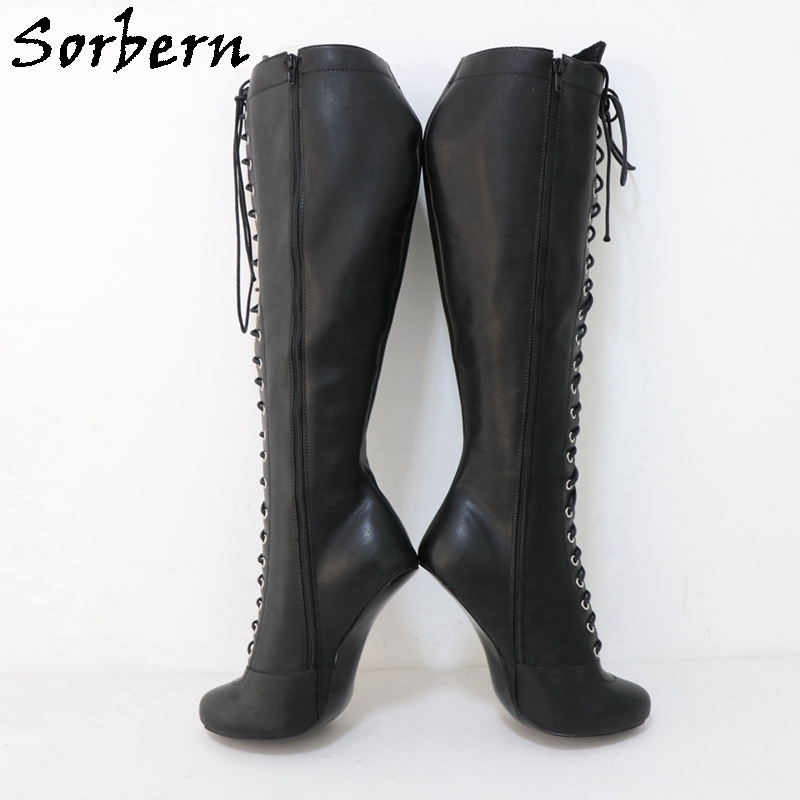 Sorbern Matte 20cm High Heels Boots Women Fetish Hoof Boots No Heel ...