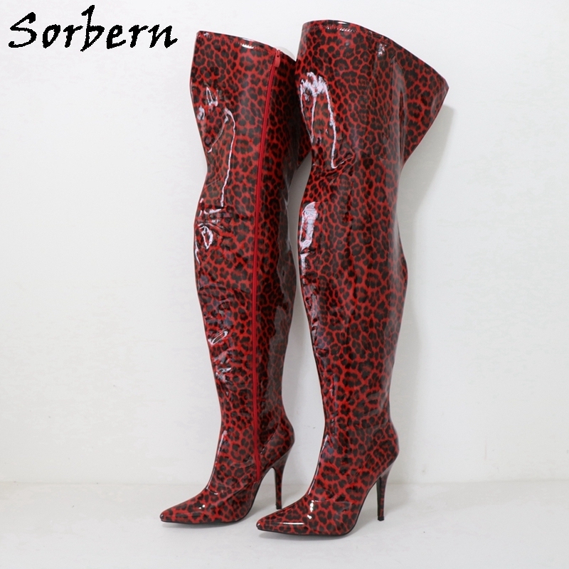 Sorbern Lilac Shiny Boots Women Crotch Thigh High Unisex Long Boots ...
