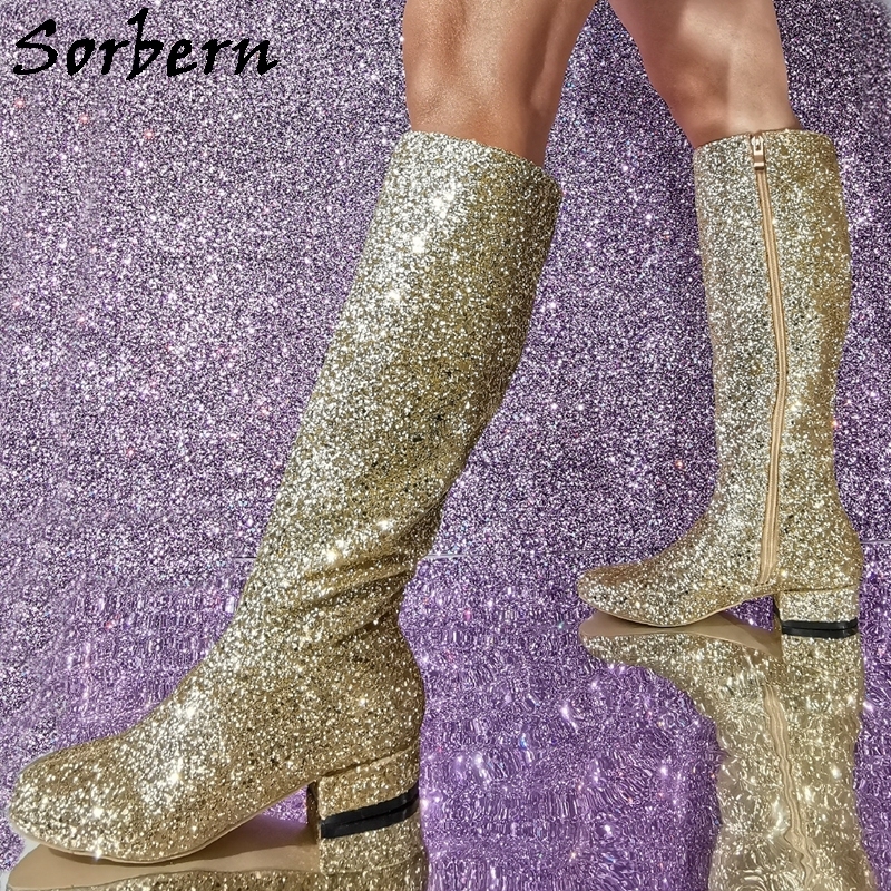 Sorbern 20Cm Block High Heel Crotch Thigh High Boots Thick 10Cm ...